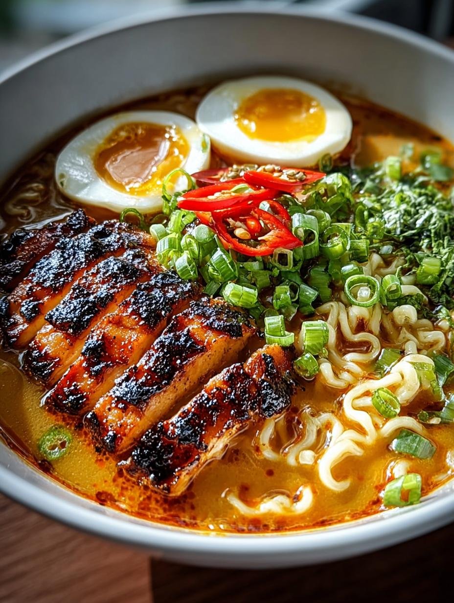 Fiery Chicken Ramen with Creamy Garlic Sauce for Cozy Nights - keepityummy