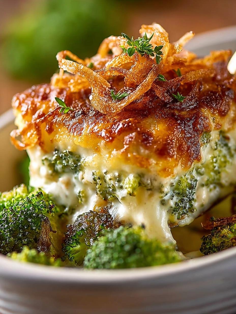 Creamy French Onion Broccoli Cheese Casserole Recipe - keepityummy