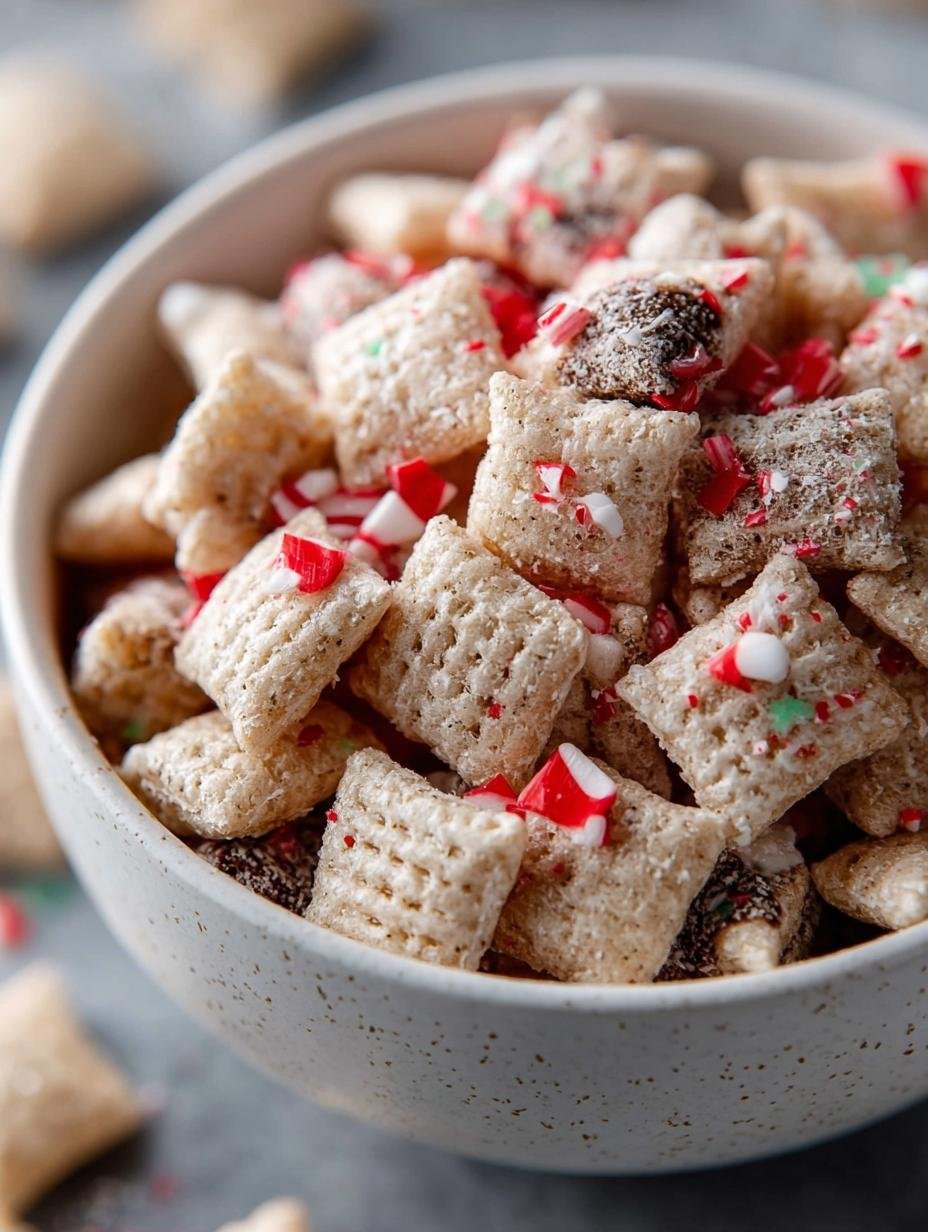 Delicious Peppermint Bark Muddy Buddies Recipe - keepityummy