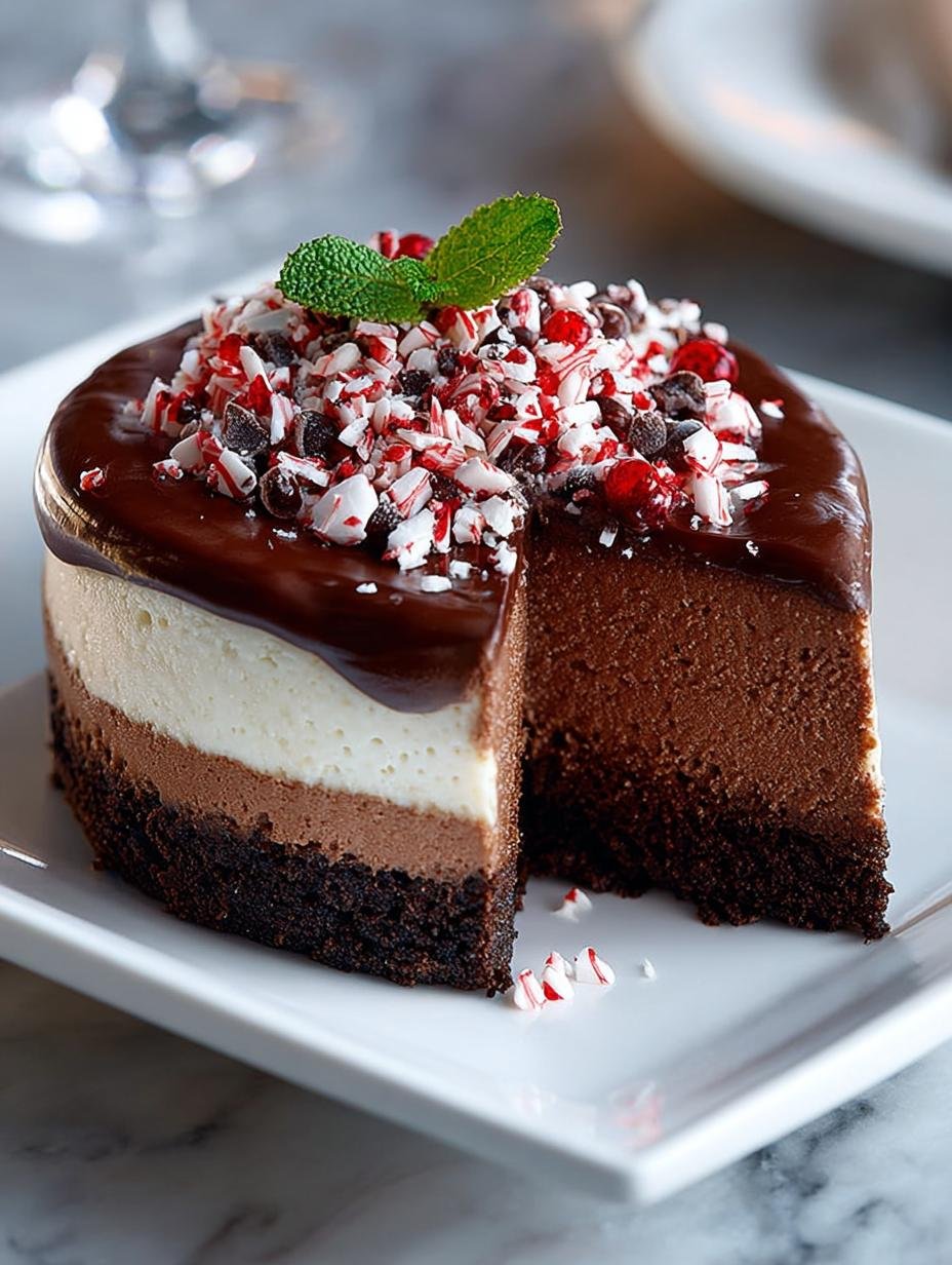 Decadent Chocolate Peppermint Cheesecake Recipe - keepityummy
